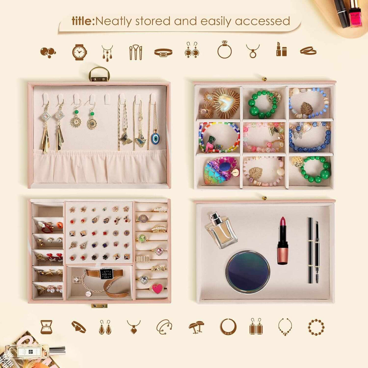 3-Layer Lockable Jewelry Box – Main Bazaar
